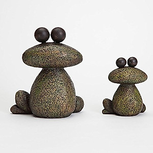 Bits and Pieces - Two Frogs Garden Sculptures for Your Garden, Lawn or Patio - Waterproof Garden Décor Set - Frog Statues – Minimalistic Design