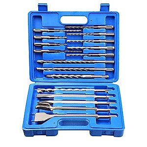 MejorChoy 17pcs SDS Rotary Hammer Drill Bits Chisel Bits Hole Tool Set Drilling Bricks, Concrete, Masonry, Wall, Stone