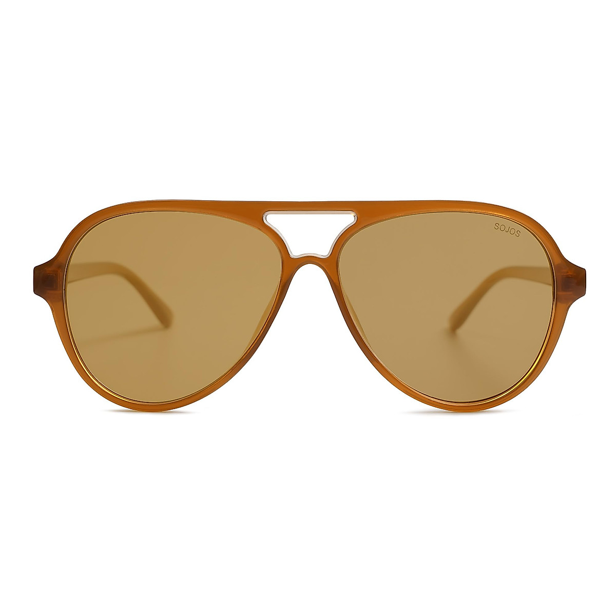 SOJOS Classic Polarized Aviator Sunglasses Womens Mens Retro Double Bridge Aviators SJ2201, Shiny Brown/Brown