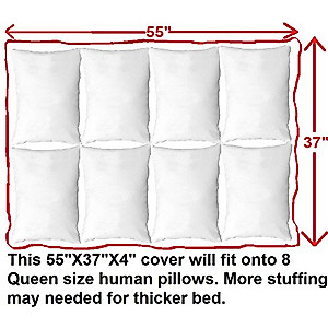 Dogbed4less DIY Pet Bed Pillow Brown Microsuede Duvet Cover and Waterproof Internal case for Dog at 55X37X4 Inch - Covers only