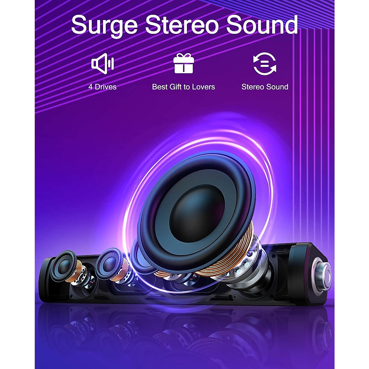 Computer Speakers for Desktop Monitor, LENRUE PC Speakers with Touch Colorful Lights, Volume Knob, USB Powered for Computer, PC, Laptop