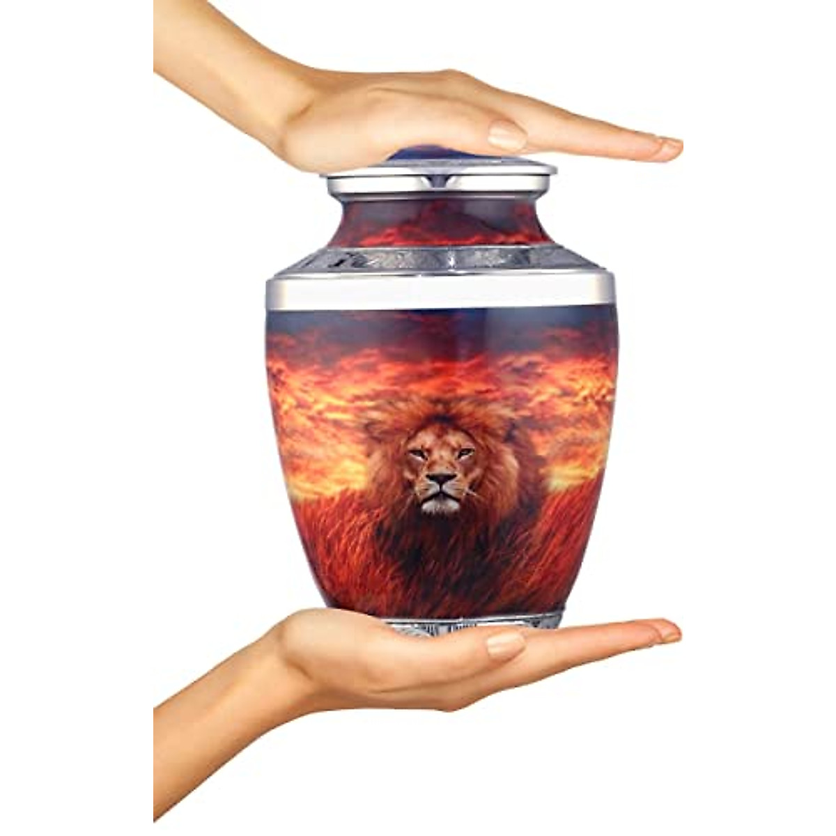 BOLD & DIVINE Lion Cremation Urns for Human Ashes - Decorative Urns, Urns for Human Ashes Female & Male, Urns for Ashes Adult Female, Funeral Urns - Lion, Large