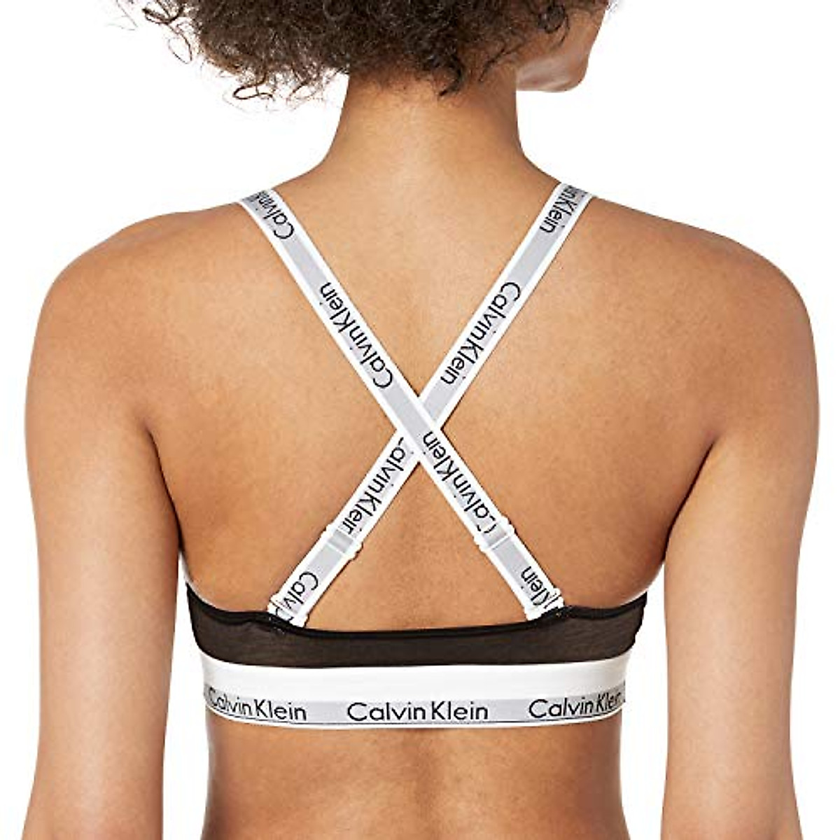Calvin Klein Women's Modern Cotton Unlined Triangle Crossback Bralette, Black, X-Large