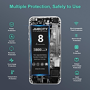 JUBOTY 3800mAh Battery for iPhone 8, Li-ion Internal New Upgrade 0 Cycle High Capacity Replacement Battery for iPhone 8 Model A1863 A1905 A1906 with Professional Repair Tool Kit