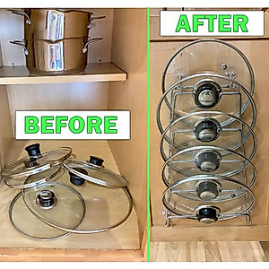 Evelots 5-Slot Cabinet Lid Holder/Organizer-Knobs-Plastic Coated Iron-Easy to install-Chrome