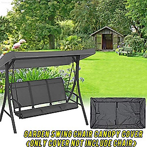Replacement Canopy for 2-Seater Garden Swing, Swing Canopy Replacement Cover Waterproof Hammock Top Canopies Outdoor Patio Garden Swing Chair Tent Porch Gazebo Roof Replacement Canopy, Silver