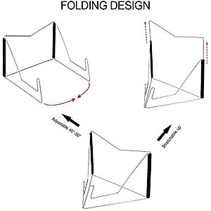 2 Pieces Book Stands, Adjustable Reading Stand, Music Book Easel Display Holder, Fold-n-Stow Metal Bookstand, Small Book Rest for Kitchen Countertops (Black)