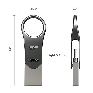 Silicon Power C80 64GB Flash Drive Type C Swivel Dual Flash Drive (USB-A 3.0 / USB-C) Ready for Smartphones, Tablets and New MacBook (SP064GBUC3C80V1S)