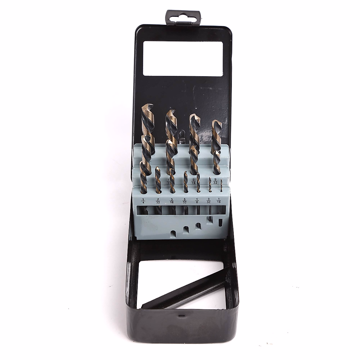 Left Hand Drill Bit Set, 15 Piece | M2 HSS with Titanium Nitride Coating | SAE (1/16" - 1/2")