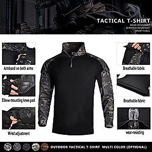 HAN·WILD Men's Military Uniform Tactical Suit Combat Shirts and Pants Airsoft Paintball Clothing with Knee Pads