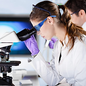 Yunsailing 48 Pairs Clear Safety Glasses Bulk, Safety Goggles Anti Fog Eye Protection Glasses, Scratch and Impact Resistant Protective Eyewear for Men Women Work Construction Shooting Laboratory, Blue