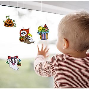 JOYIN 52 Pcs Halloween Craft Kid Wooden Magnet Creativity Arts & Crafts Painting Kit, DIY Rock Painting Craft Kits for Kids Halloween Party, Birthday Parties and Toddler Crafts