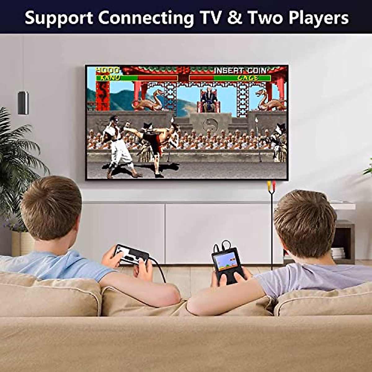 Retro Handheld Game Console with 500 Classic FC Games, Portable Retro Video Game Console, 3-inch LCD Screen and Add-on Controller, Handheld Game Console Supports Connection to TV and Two Players