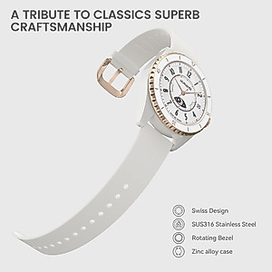 KAVVO Oyster Mini 38mm Bluetooth Smartwatch for Women, 1.1'' Delicate AMOLED Always-On Display, Rotating Bezel, Fitness Tracker with Female Health, Heart Rate Blood Oxygen Monitor(Ceramic White)