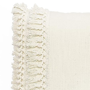 Lush Decor Modern Tassel Decorative Pillow, 20" x 20", Off- White