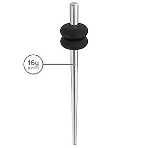 Evonix 2pc 16 Guage 1.2mm Tapers 316L Surgical Steel Tapers 16g Plugs Earlets Double Black O-Rings