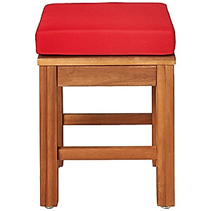 Amazon Aware FSC Certified (FSC N004130) Outdoor Patio Stools with Cushions, Acacia Wood, Set of 2, Natural Finish