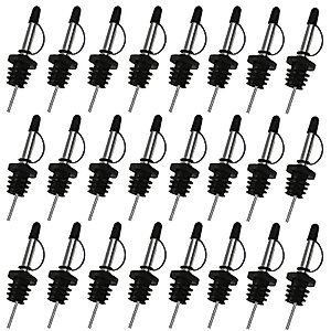 12PCS Liquor Pourers, Stainless Steel Speed Pourers Tapered Spout, Wine Pourers with Hooded Dust Caps, Suitable for About 0.75inch Bottle Mouth