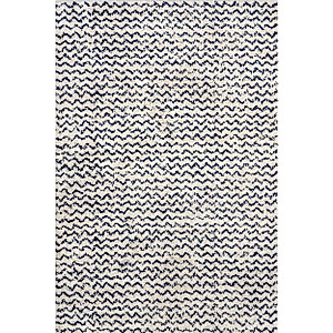 nuLOOM Cuellar Chevron Shag Area Rug, 7x9, Navy