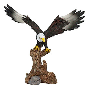 Ebros 7" Tall Bald Eagle Descending On Tree Branch Decorative Figurine As Patriotic Home And Office Decor Perching Eagles Wings Of Glory American Emblem Freedom Statues And Figurines