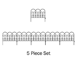 Garden Edging Border- Flower Bed Fencing for Landscaping- Iris Fence, 5 Piece Set of Black Interlocking Outdoor Lawn Stakes by Pure Garden (8Â’)