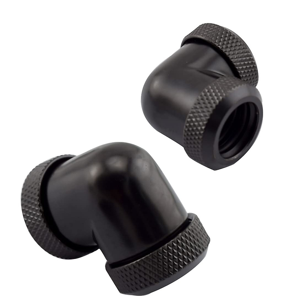 SDTC Tech 4-Pack 90 Degree Fitting Hand Twist Elbow for 10mm ID, 14mm OD Metal and PETG Rigid Tubing Computer Water Cooling System Connectors