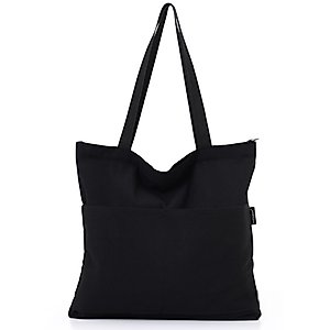 Women's Canvas Bag, Aesthetic Handbags with Zipper Travel Shoulder Bags Shopping Handbags with Inner Pockets