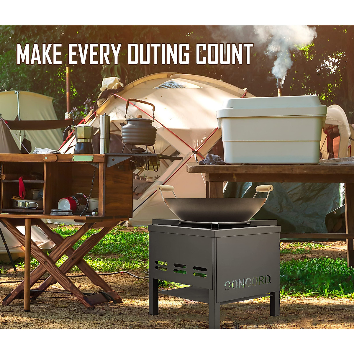 Concord Professional Single Banjo Wok Burner with Stand. Drop In Wok Edition. Up to 270,000 BTU. Great for Home Brewing, Wok Stir Fry, Turkey, Etc. (16")