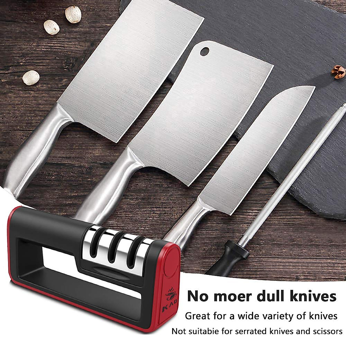 Knife Sharpener,3in1 Quickly Restore and Polish Blades, Safe and easy to use