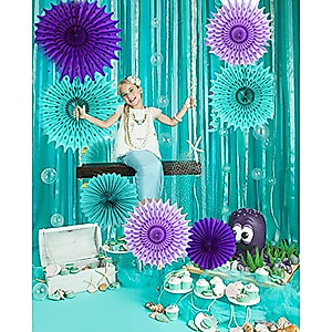Teal Purple Birthday Decorations Mermaid /Wonderland Frozen Party Decorations/Mermaid Party Decorations /Under The Sea Party Supplies Teal Purple Tissue Paper Fan /Frozen Baby Shower Decorations
