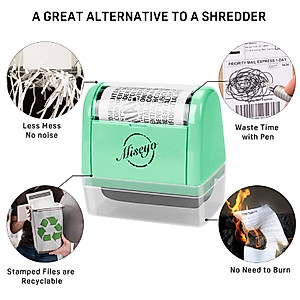 Miseyo Wide Roller Stamp Identity Theft Stamp 1.5 Inch Perfect for Privacy Protection,Anti-Theft Security Confidential Easy for Guard Personal Information Blockout - 3Pack Set (Mint Green)