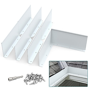 Daisypower Gutter Valley Splash Guards,4 Pcs Foldable Rainwater Roof Rain Diverter Downspout Gutter Guards for House Shingle Straight Roofs Corner