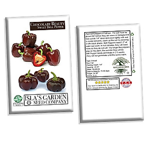 Chocolate Beauty Sweet Bell Pepper Seeds for Planting, 20+ Heirloom Seeds Per Packet, (Isla's Garden Seeds), Non GMO Seeds, Botanical Name: Capsicum annuum, Great Home Garden Gift
