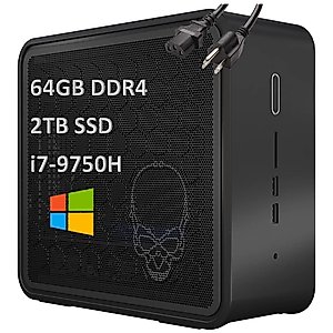 Intel NUC 9 NUC9i7QNX (Intel 6-Core i7-9750H, 64GB RAM, 2TB PCIe SSD, 2 x Thunderbolt, WiFi 6, HDMI, Win 10 Pro) Ghost Skull Canyon Extreme Gaming Box Elite Mini Tiny Business Desktop, 3-year warranty