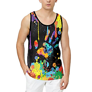 LAIDIPAS Men's Tank Tops Graphic Sleeveless Shirts Unisex 3D Colorful Athletic T-Shirts Tops Tees Vest Undershirts XL