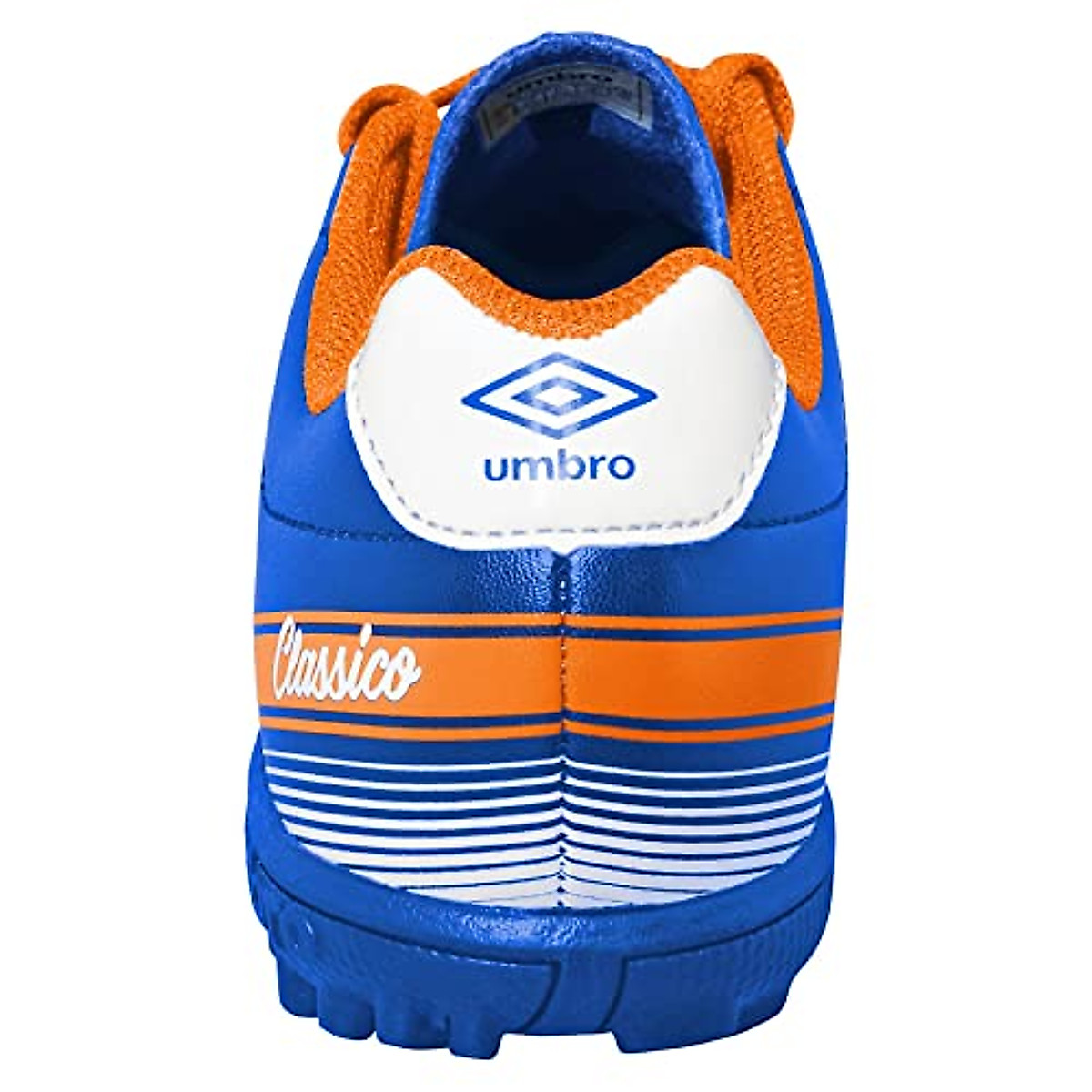 Umbro Boy's Classico X TF Jr. Soccer Turf Shoe, Blue/White/Orange, 4 Little Kid