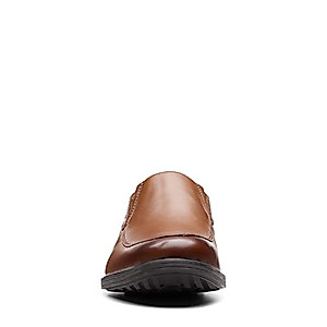 Clarks Men's Whiddon Plain Loafer, Dark Tan Leather, 12