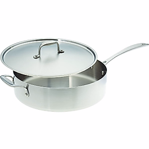 American Kitchen - 12 inch Stainless Steel Skillet Saute Pan, with Cover, Made In America