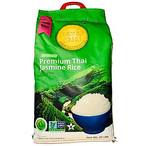 25 Pounds (LBS) Premium Thai Hom Mali Jasmine Rice | Endorsed By Pro Chefs | Four Elephants Brand | DIY Friendly Cooking Instructions Packaging