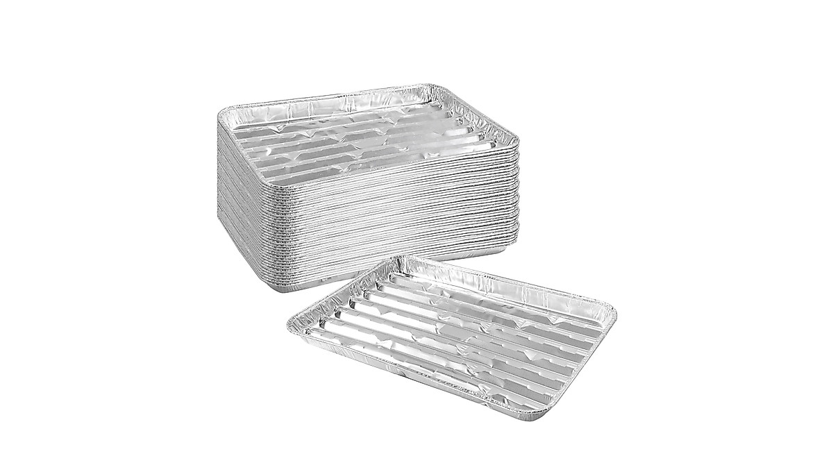 40 Pack Disposable Aluminum Broiler Pans for Grilling