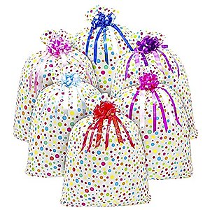 WISHOPE 6 Pieces 48" Jumbo Plastic Gift Wrapping Bags Extra Large Gift Sack Giant Goody Bags XL Present Bags for Baby Shower New Parents Birthday Wedding Christmas with 6 Pieces Pull Bows