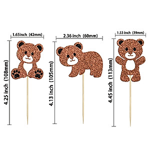 Gyufise 24Pcs Bear Baby Shower Birthday Party Decorations We Can Bearly Wait Cupcake Toppers Table Decoration Photo Booth Props Baby Shower Party Supplies Decorations