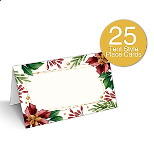 Christmas Table Place Cards, Name Cards, Christmas Place Cards, Food Labels For Christmas, New Year Party, Table Setting, Blank Food Tent Labels, Banquet Table Cards, Buffet Food Label, 25 Pack（C05）