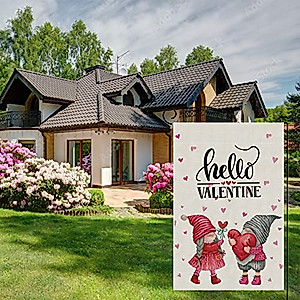 BOTB LIHM Happy Valentines Day Garden Flag Love Gnomes Decor Cute Retro Garden Yard Decorations 12×18 Inch Outdoor Yard Flag Vertical Double Sided