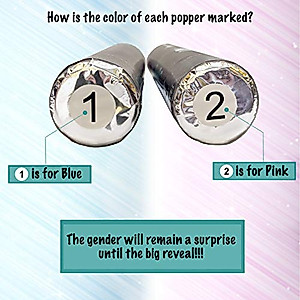 Gender Reveal Cannon Blue Confetti and Powder Popper for Themed Baby Boy or Girl Gender Reveal Party and Celebration (Staches Or Lashes, What Will You Be?) Set of 2 Poppers. (Blue Confetti & Powder, Set of 2)