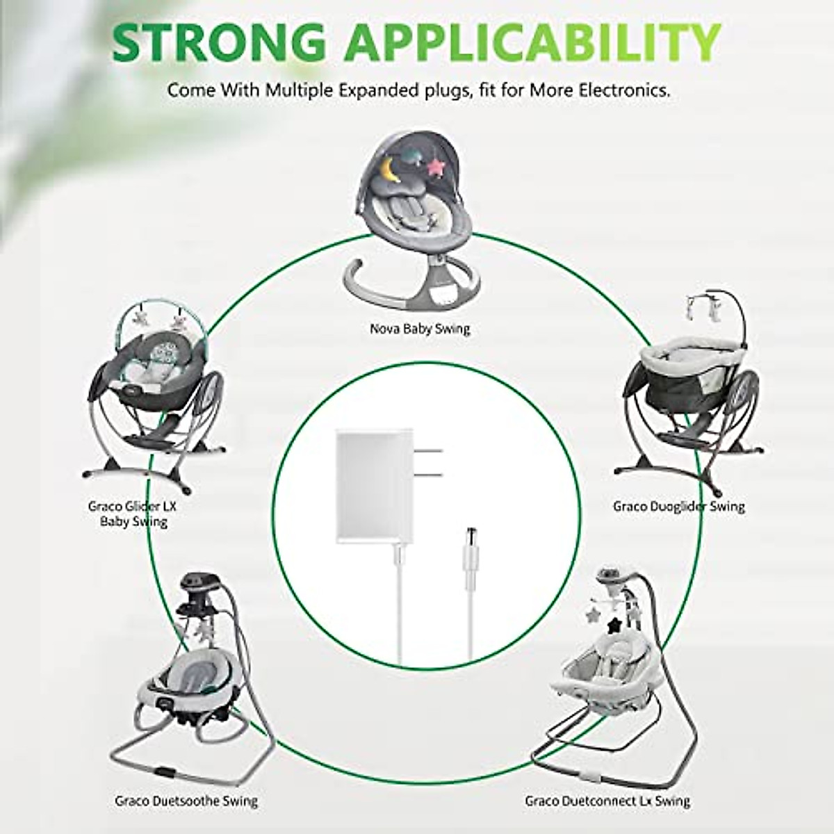 Czepa 5V Charger Cord for Graco Baby Simple Swing, Glider LX/Elite/Petite LX/Premier, DuoGlider, Sweetpeace, DuetSoothe, DuetConnect LX, Nova Baby Swing Power Cord Adapter