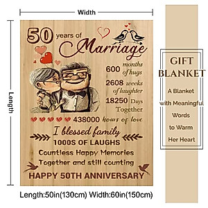 50th Anniversary Throw Blanket for Him Her, Super Soft Flannel Blanket, Comfy Plush Bed Blanket, Warm Gifts for Special One