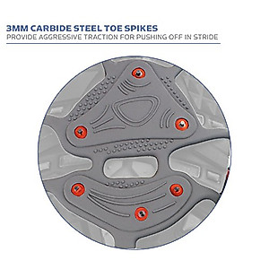 Yaktrax Run Traction Cleats for Snow and Ice, Gray/Red, Small (8161)