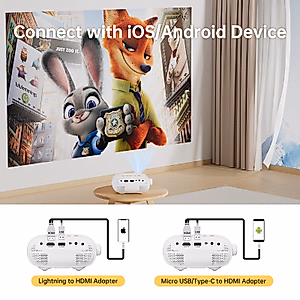 Mini Projector, ARTSEA Full HD 1080P 7000L Portable Projector for Outdoor Movie, LED Pico Video Projector for Home Theater, Phone Projector Compatible with HDMI, USB, TV Stick, Laptop, iOS and Android