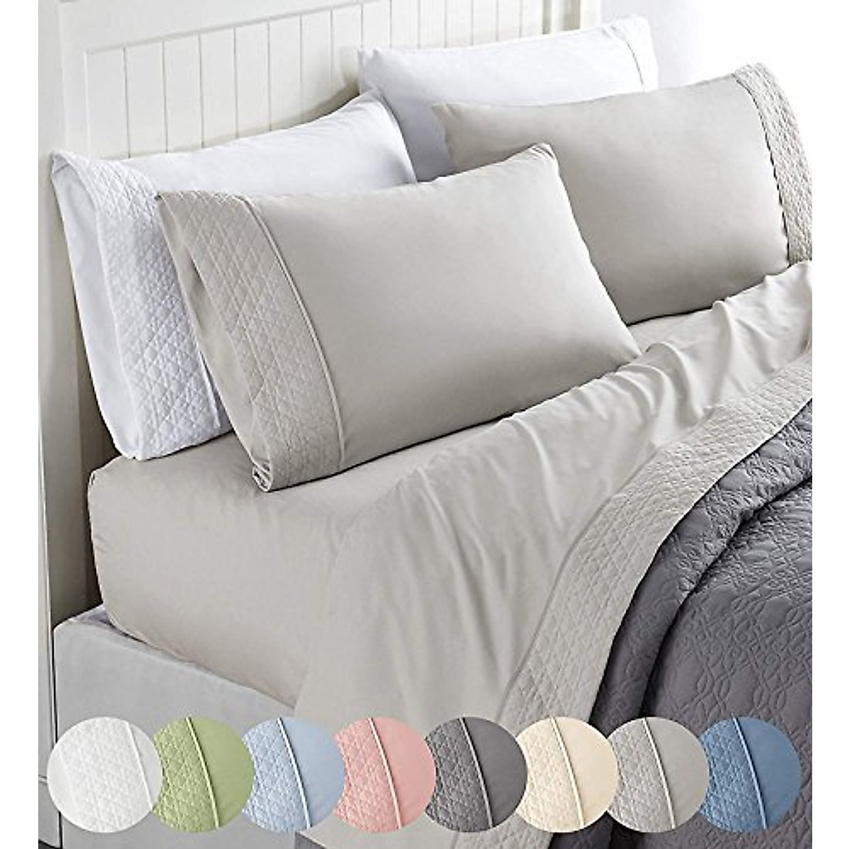 Elegant Comfort Luxury Best, Soft Coziest 3-Piece Bed Sheet Set! 1500 Thread Count Egyptian Quality | Quilted Design on Flat Sheet and Pillowcases | Wrinkle Free, 100%, Twin, Dusty Rose